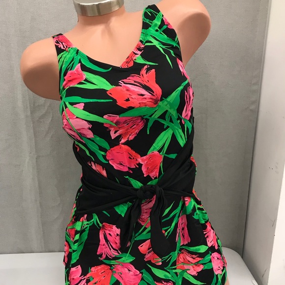 Denim&Co | Swim | Denim Co Beach Vneck Swim Dress Tropical | Poshmark